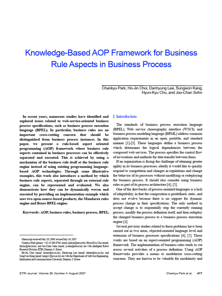 Knowledge-Based AOP Framework For Business | PDF | Computer Programming | Software Engineering