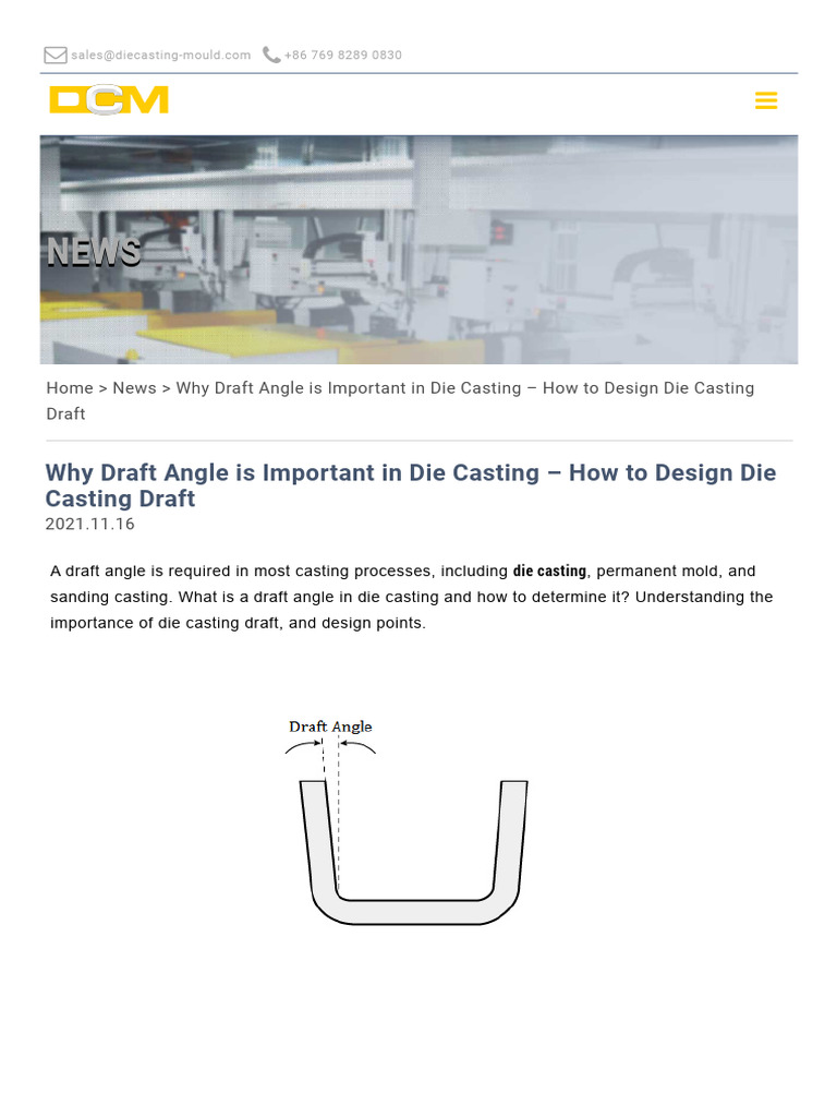 Why Draft Angle Is Important in Die Casting - How To Design Die Casting ...