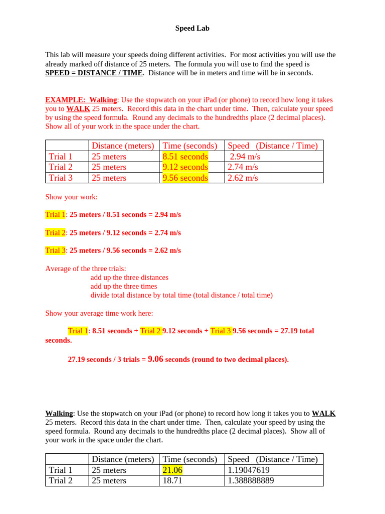 Speed Lab fall21 | PDF | Significant Figures | Speed