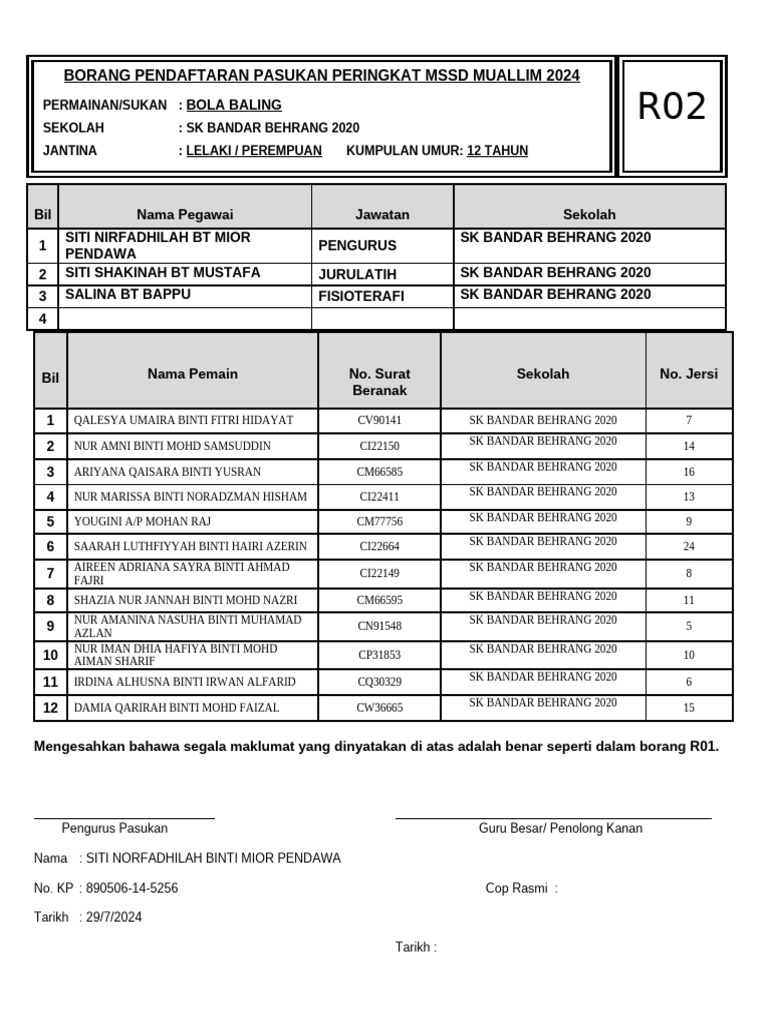 BORANG R02-2024 | PDF