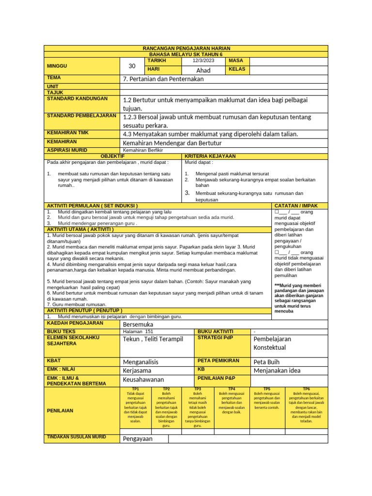 Rph Minggu 30 Bm Sk Thn 6 2024 by Cikgu Gorgeous | PDF