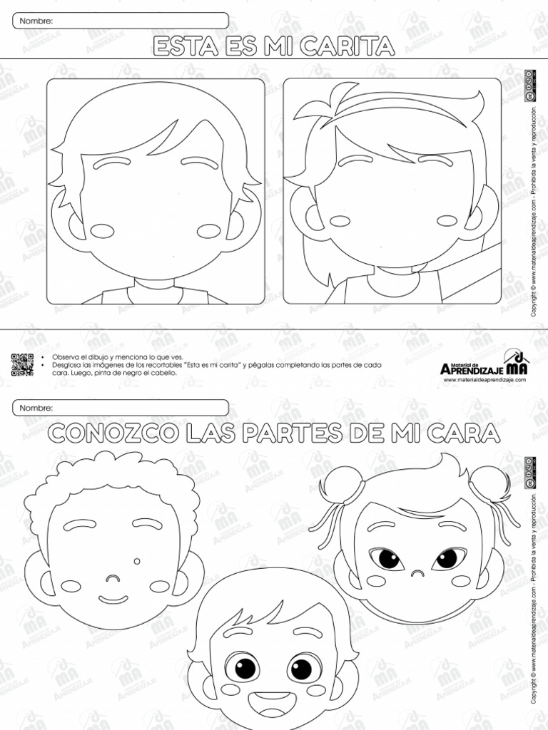 Las Partes de La Cara 3 Años BN | PDF