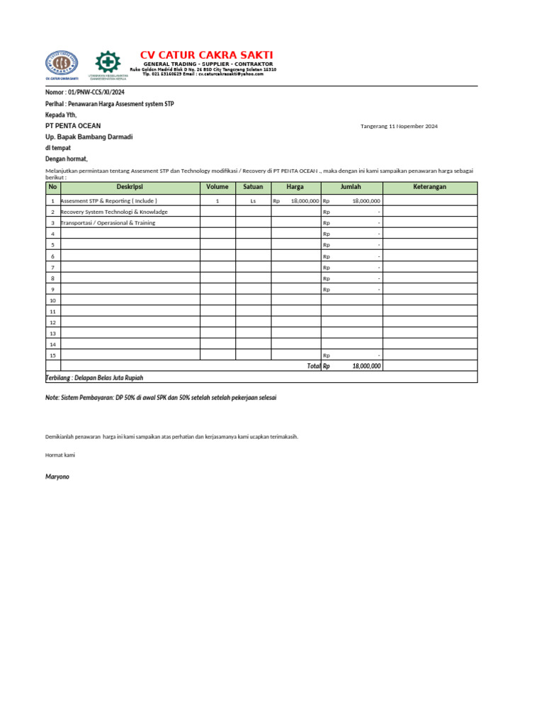 Penawaran Harga Assesment STP 2024 | PDF