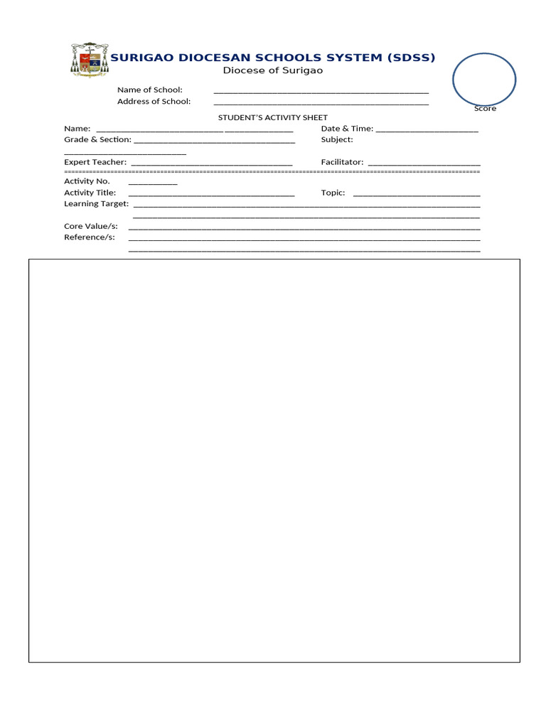 activity sheet format | PDF
