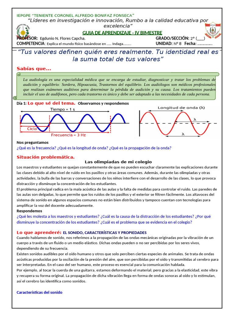 CyT 2 Guia Sem 37 Sonido | PDF | Sonido | Olas
