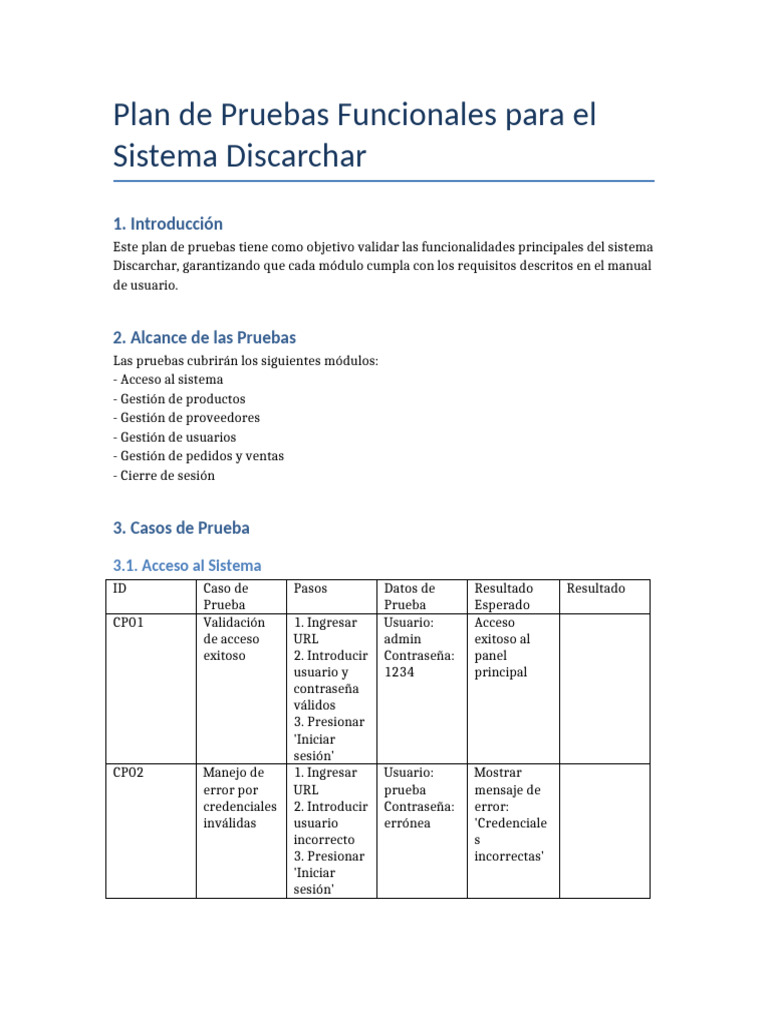 Plan_de_Pruebas_Funcionales | PDF | Software | Informática