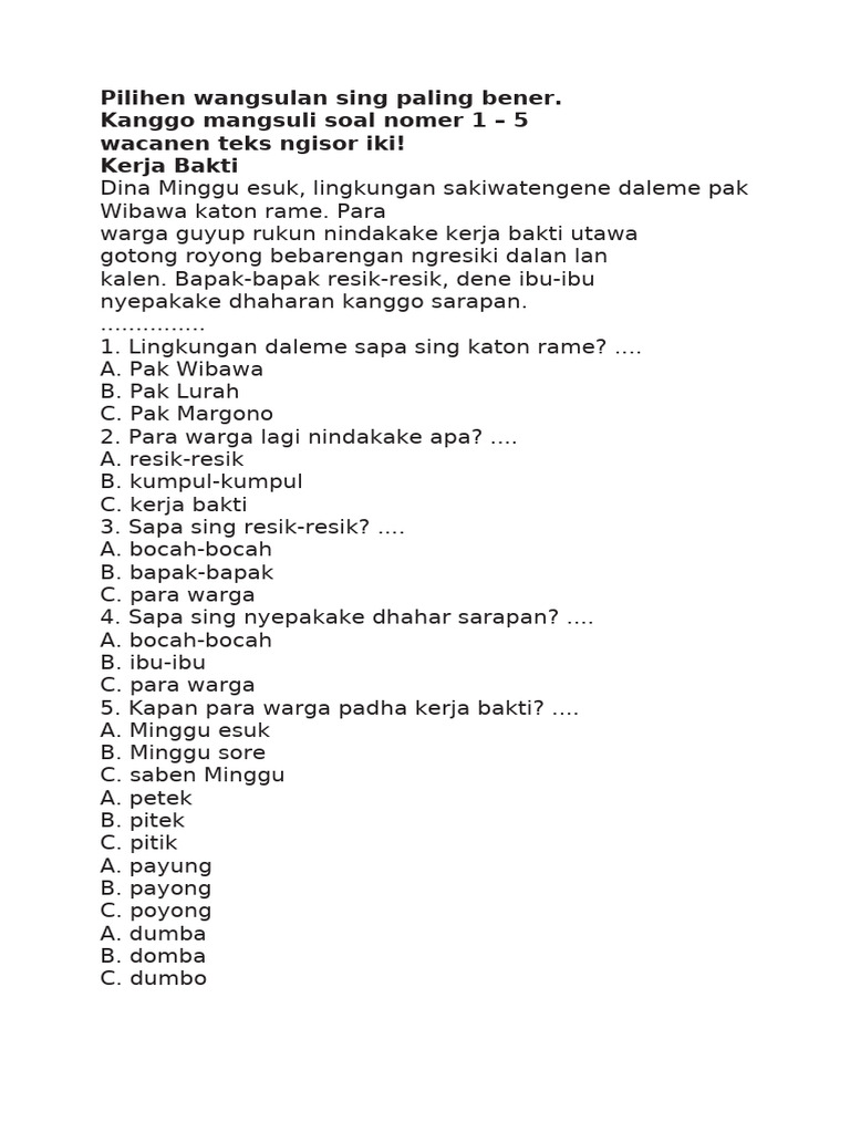 Bahasa Jawa Kelas 2 | PDF