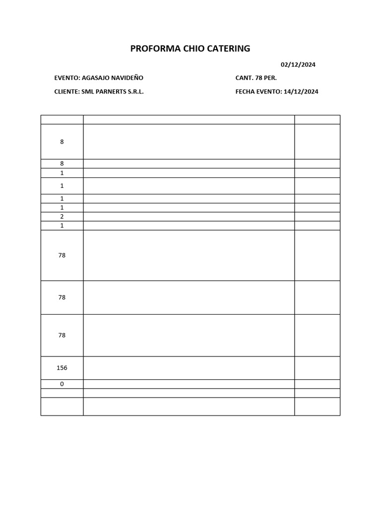 Proforma Catering para Eventos Corporativos | PDF | Alimentos | Cocina