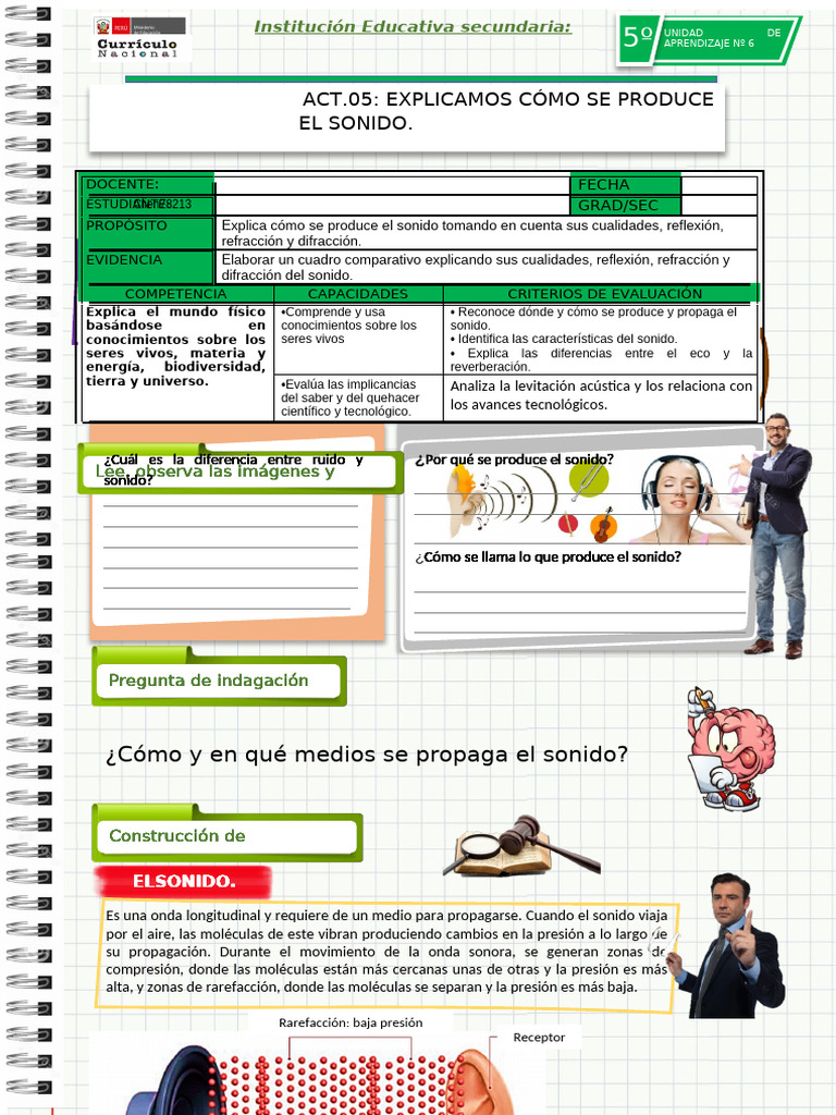 c 5º Act 5 Cyt Und 6 | PDF | Sonido | Mecanica clasica