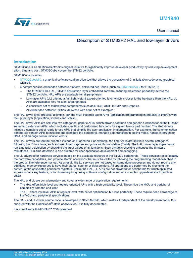 Description of STM32F2 HAL and Low-Layer Drivers: User Manual | PDF ...