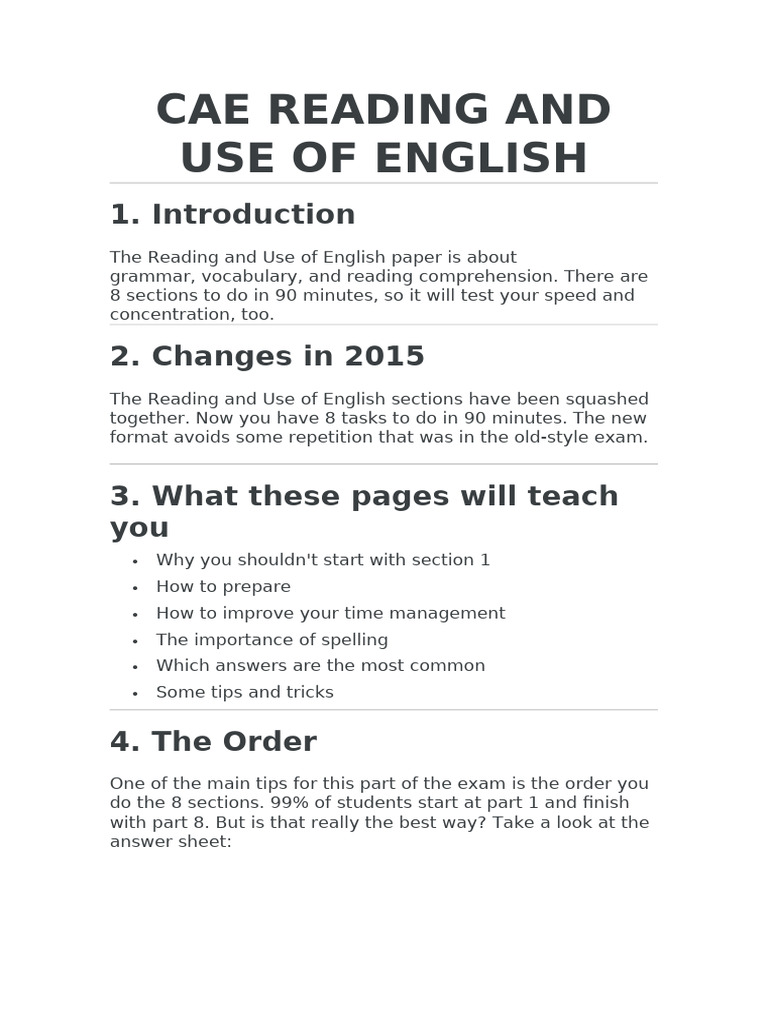 CAE Reading and Use of English Tips | PDF | Multiple Choice