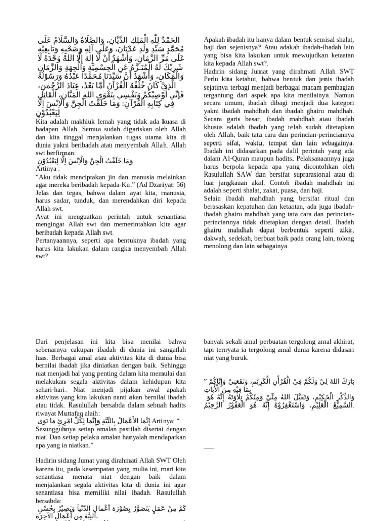 Khutbah Jumat Ibadah | PDF