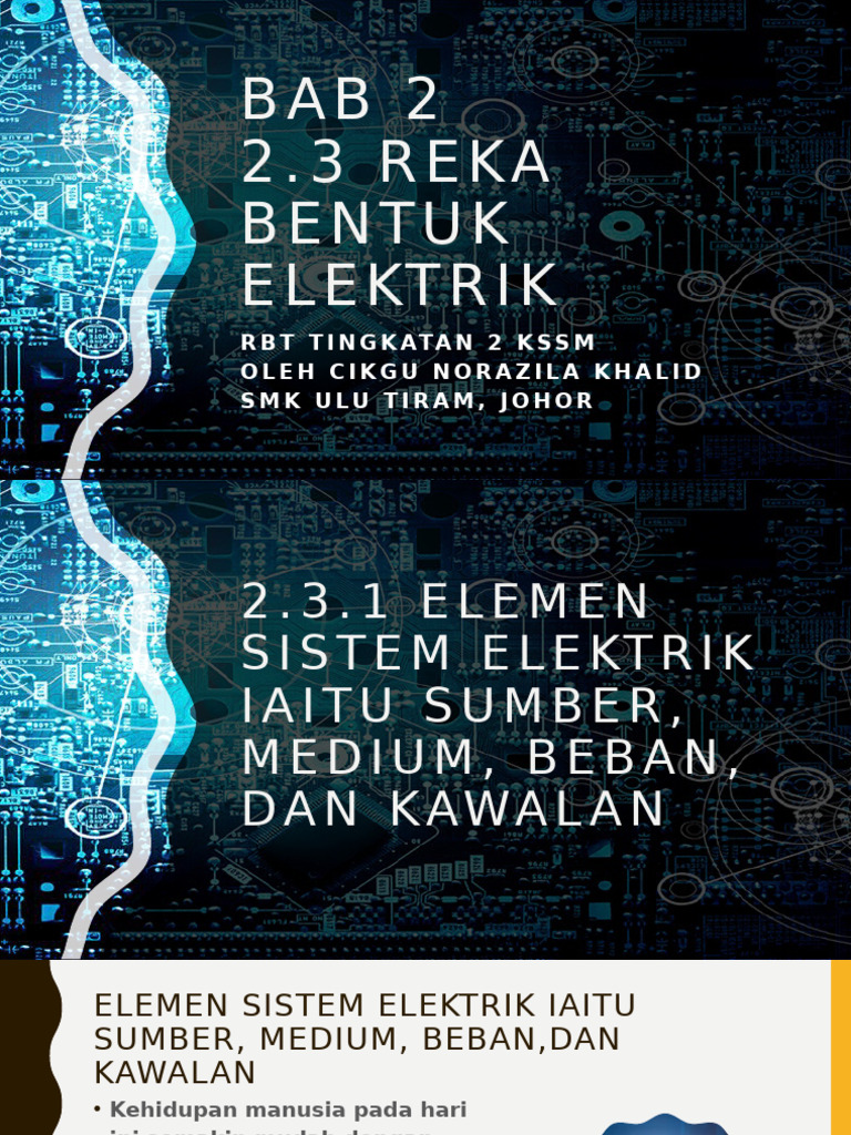 RBT T2 Bab 2 2.3 Reka Bentuk Elektrik | PDF