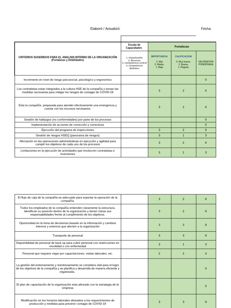 Formato DOFA 2021 | PDF | Análisis FODA | Economias