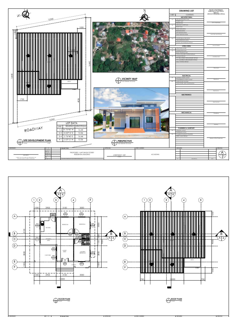 Single Storey Residential Building Plan | PDF | Structural Engineering | Building Technology