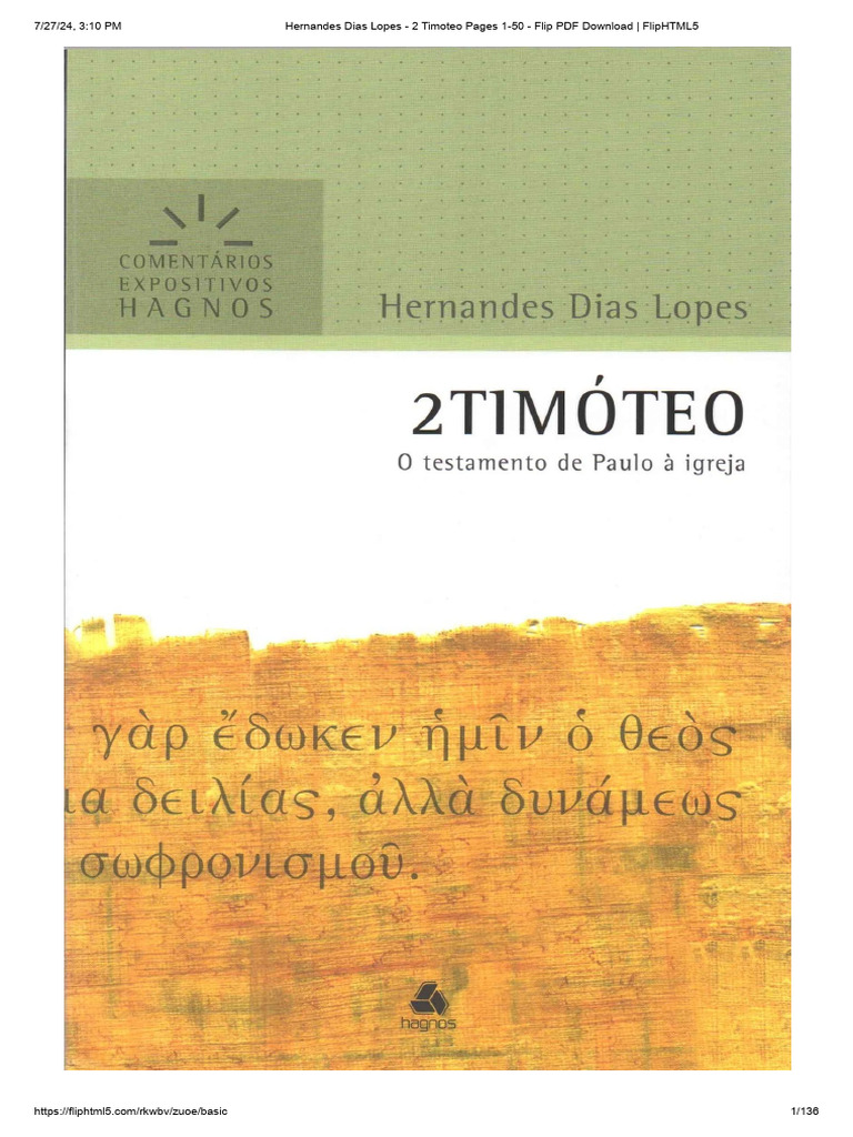 Hernandes Dias Lopes - 2 Timoteo Pages 1-50 - Flip PDF Download _ FlipHTML5 | PDF | Graphics ...