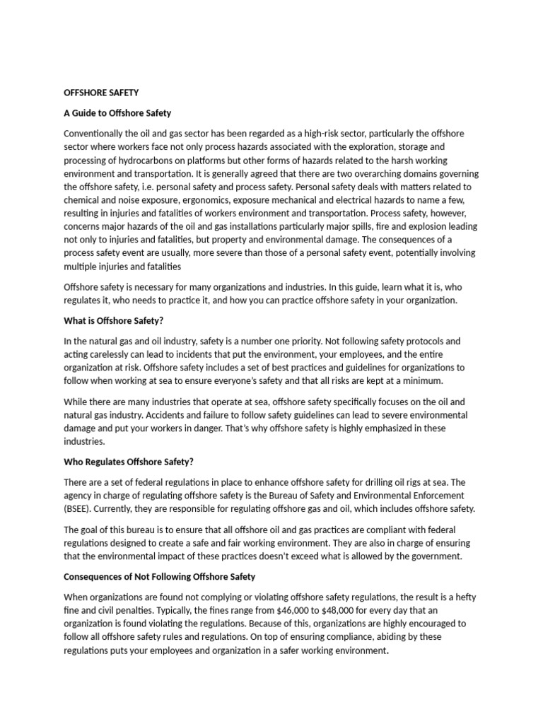 Offshore Safety Guidelines for Workers | PDF | Firefighting | Personal ...