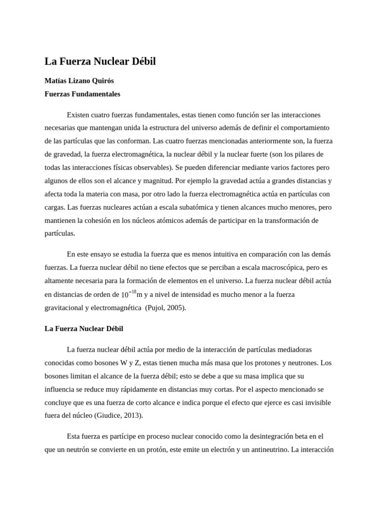 La Fuerza Nuclear Débil | PDF | Interacción fundamental | Física