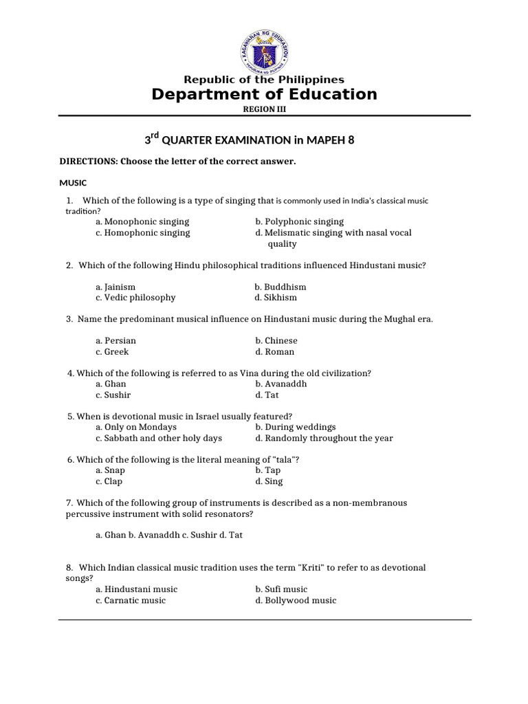 G8 MAPEH 3RD QUARTER | PDF | Infection