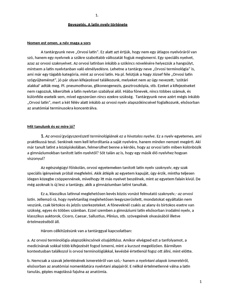 Latin Jegyzet 1.félév | PDF