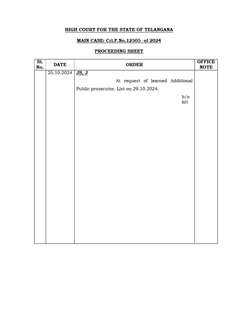 High Court For The State of Telangana MAIN CASE: Crl.P.No.12505 of 2024 ...