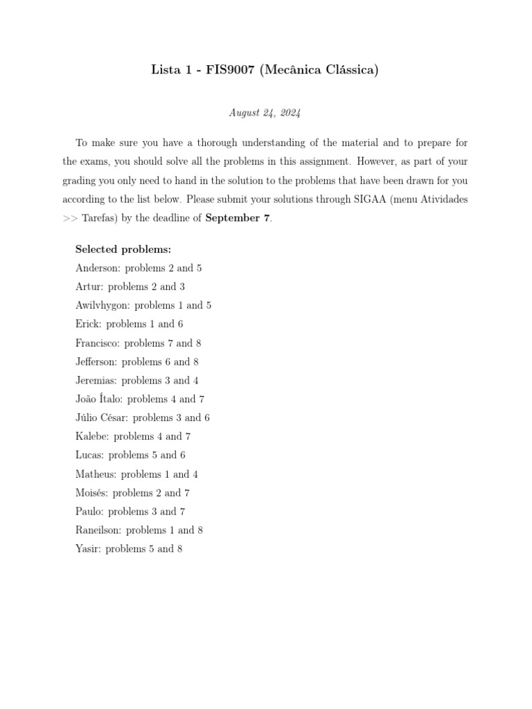 lista1 (1) | PDF | Lagrangian Mechanics | Force