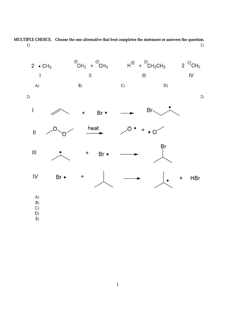 Organic Chemistry Exam Questions | PDF | Chemistry | Chemical Substances