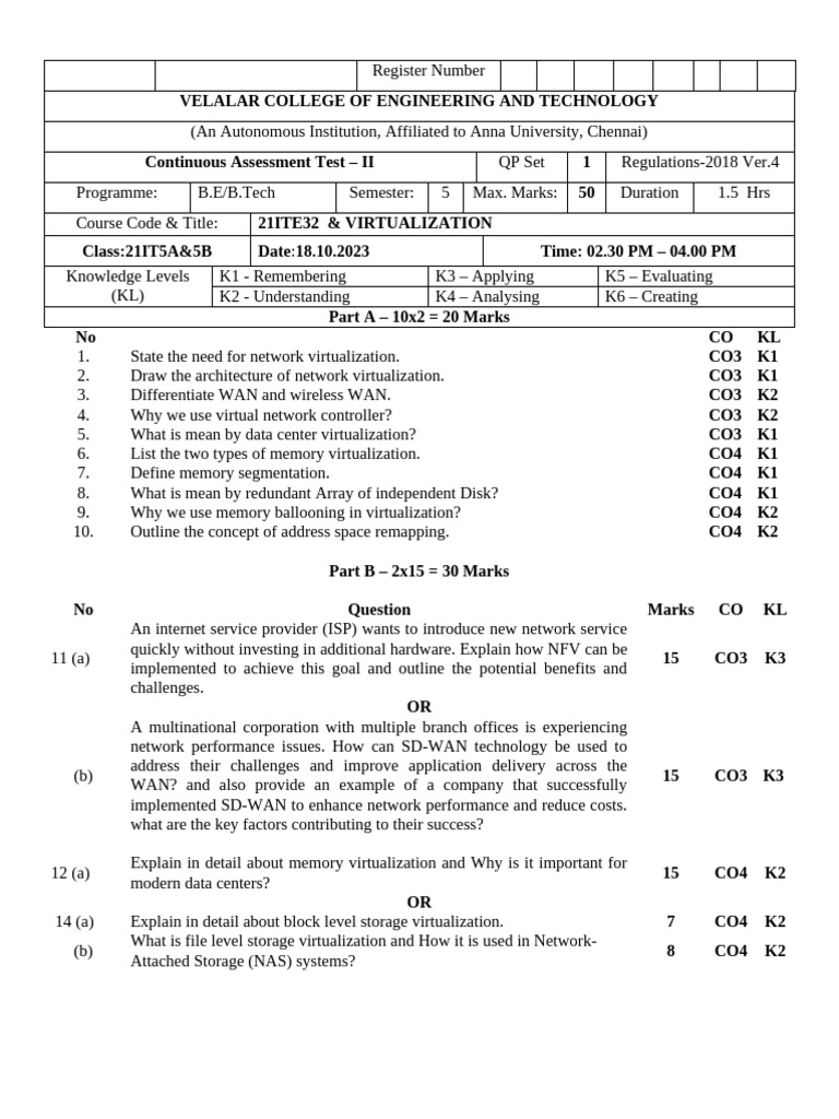 CAT 2 set 1 - | PDF | Virtualization | Computer Data