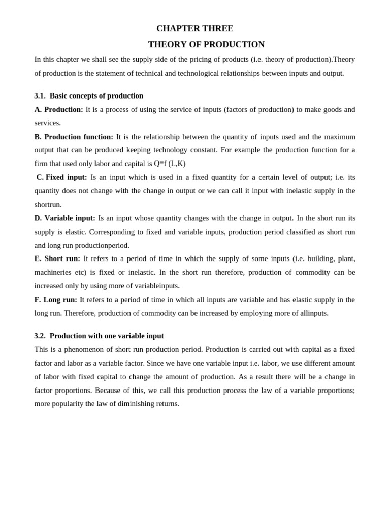 CH-3 Theory of Production-2022 | PDF | Elasticity (Economics) | Supply ...