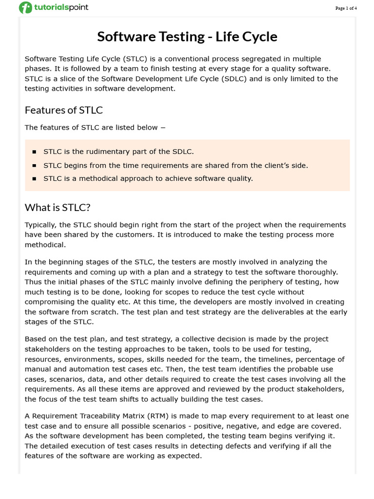 Software Testing - Life Cycle | PDF | Software Testing | Systems ...