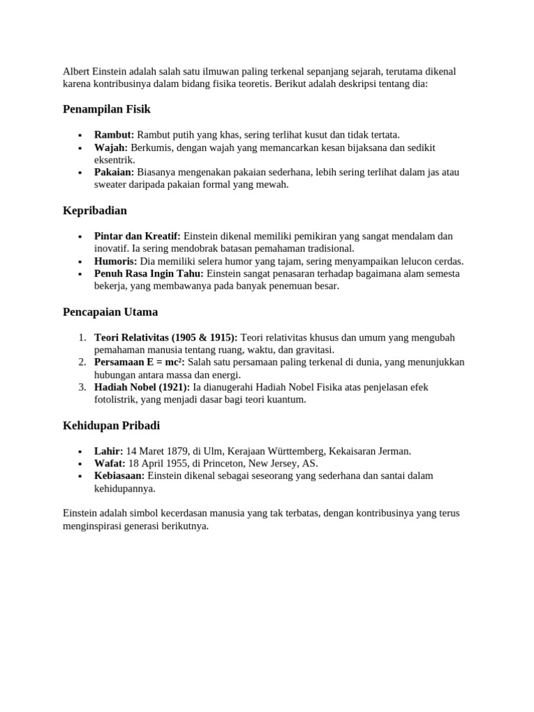 Albert Einstein Bio | PDF