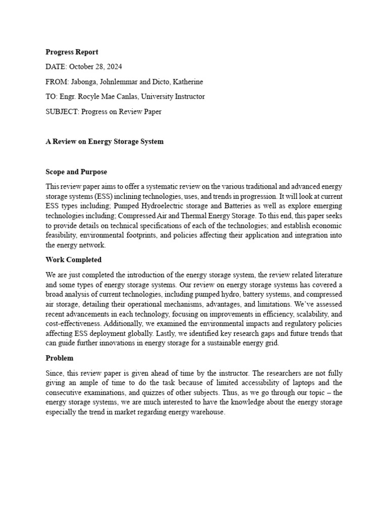 Progress Report IEE | PDF