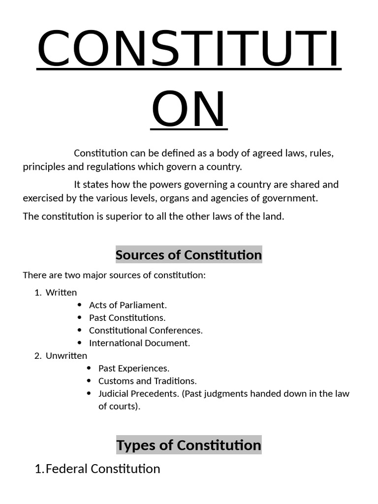 Constitution Note, Group 2 | PDF | Constitution | Confederation