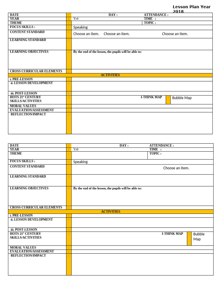 lesson plan 2018 YR3&4&5&6 (2) | PDF | Lesson Plan | Critical Thinking