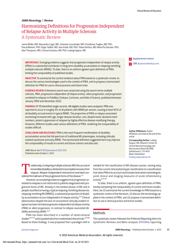 Jamaneurology Mller 2023 RV 230001 1694793271.06833 | PDF | Multiple Sclerosis | Systematic Review