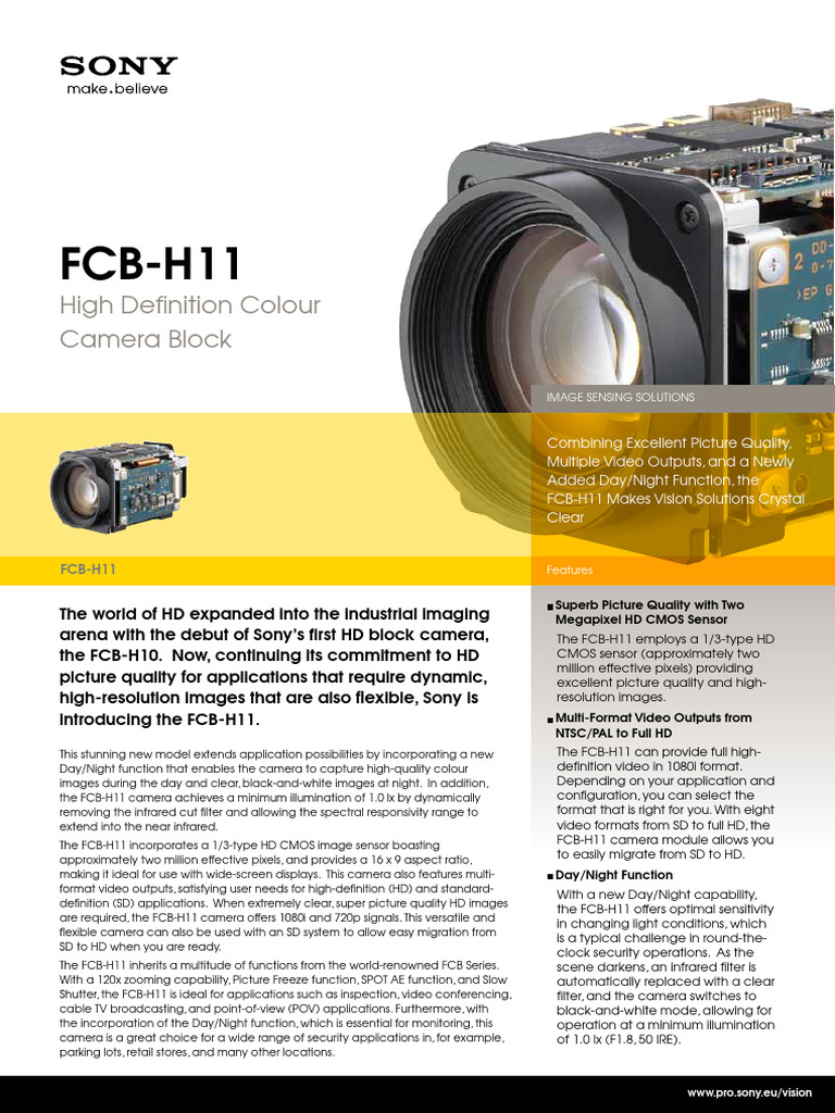 Datasheet_FCB-H11 | PDF | Camera | Image Resolution