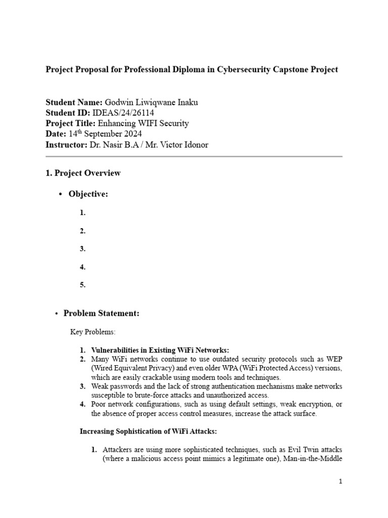 Project Proposal For Professional Diploma in Cybersecurity Capstone ...