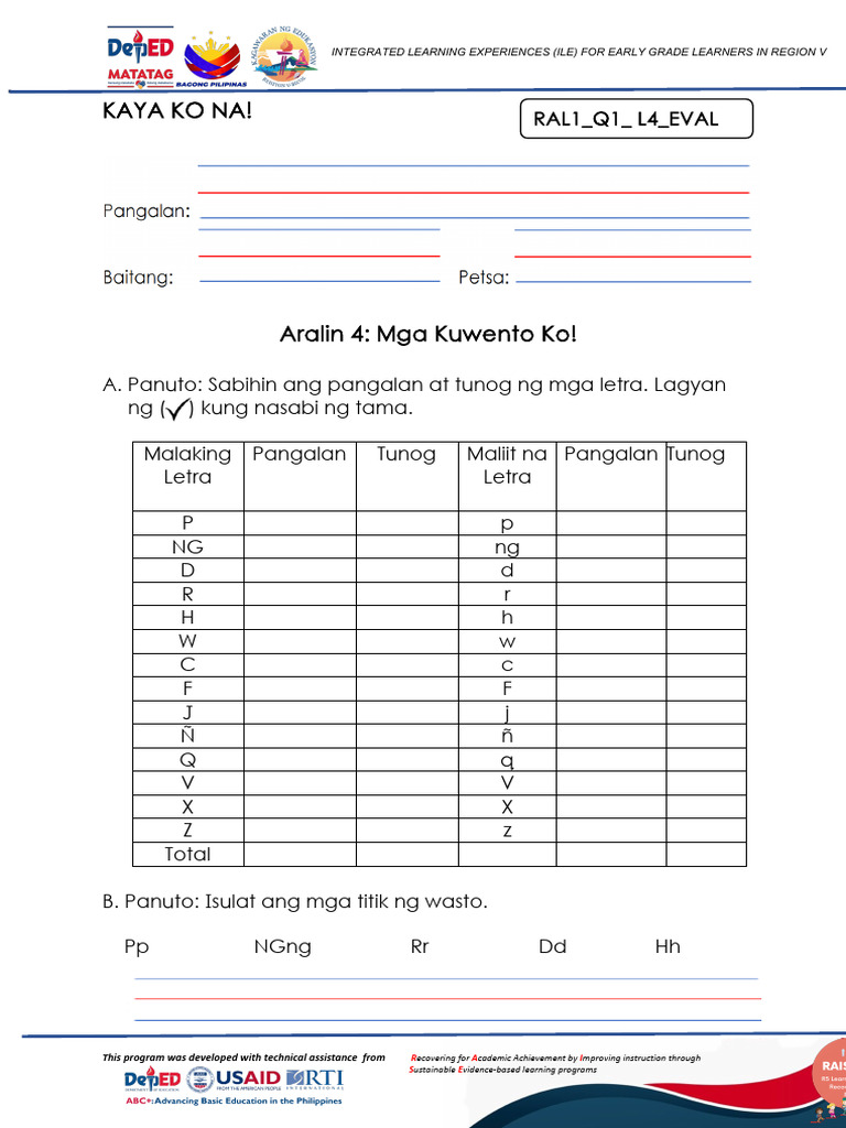 Evaluations - Q1 - Lesson 4 | PDF