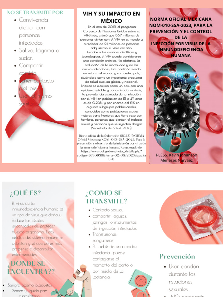Folleto Tríptico Informativo Datos Sida Vih Sencillo Rosa Rojo Blanco | PDF | VIH / SIDA | VIH