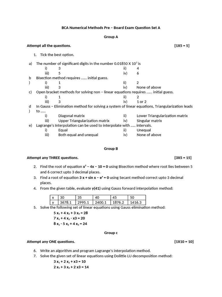 Pre Board BCA ques for NM 2 sets 081 | PDF | Matrix (Mathematics ...