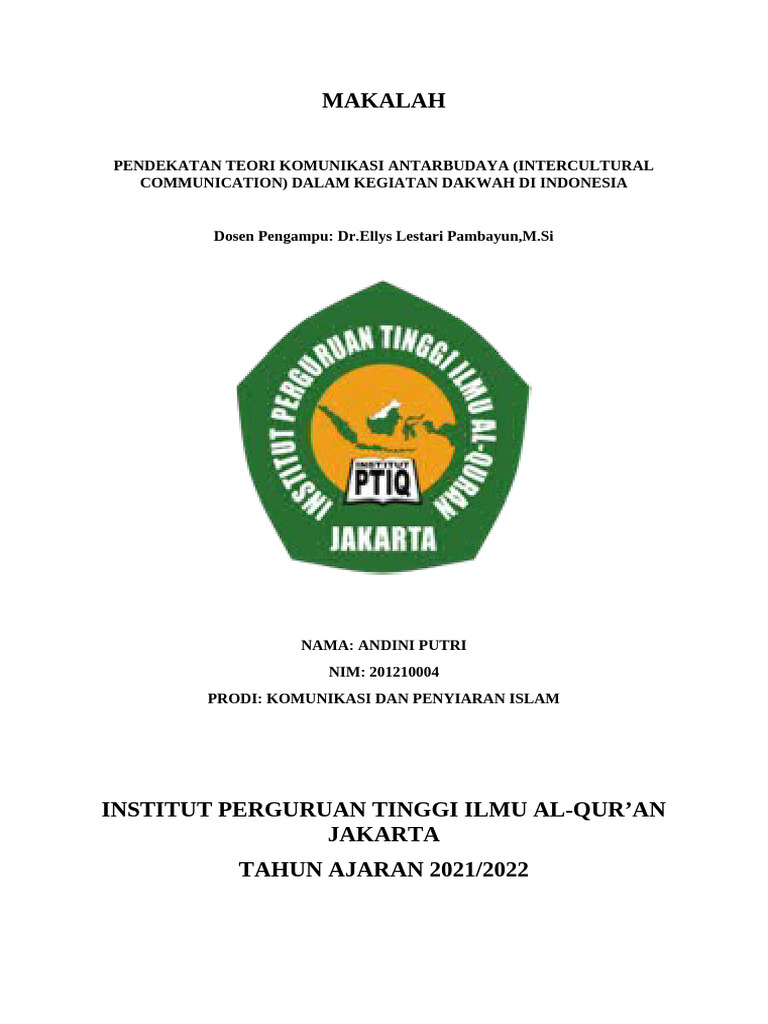 Teori Komunikasi - ANDINI PUTRI | PDF