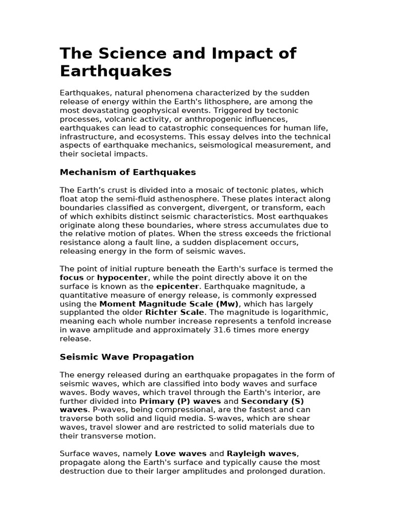The Science and Impact of Earthquakes | PDF | Earthquakes | Seismology