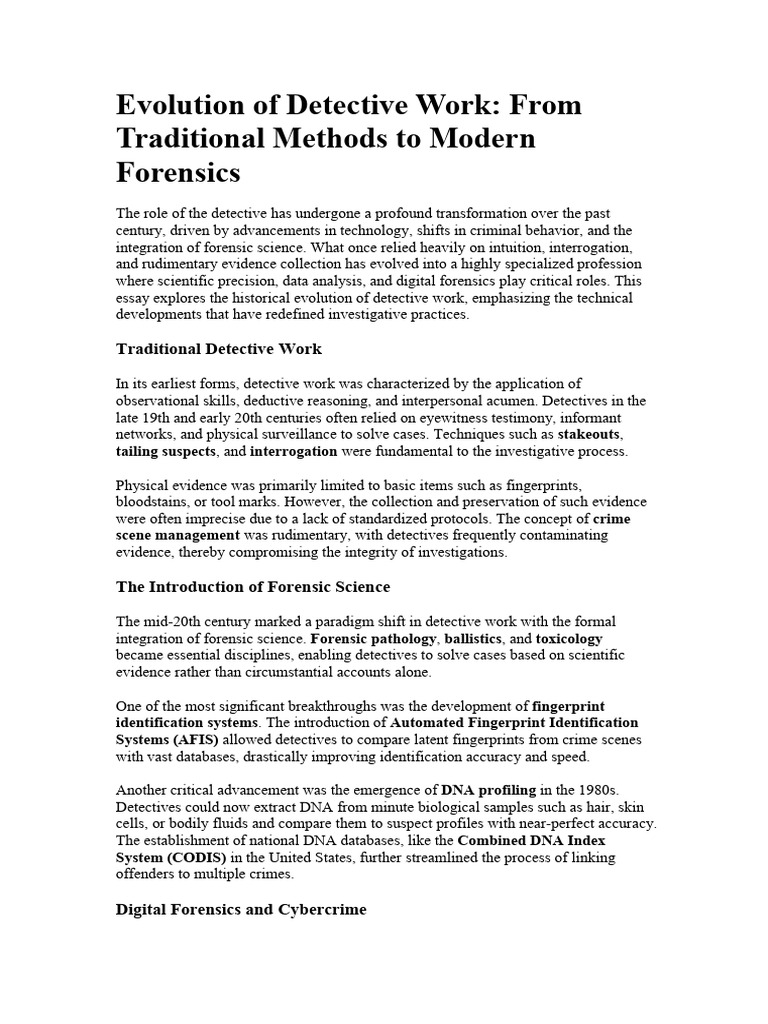 Evolution of Detective Work: From Traditional Methods To Modern ...