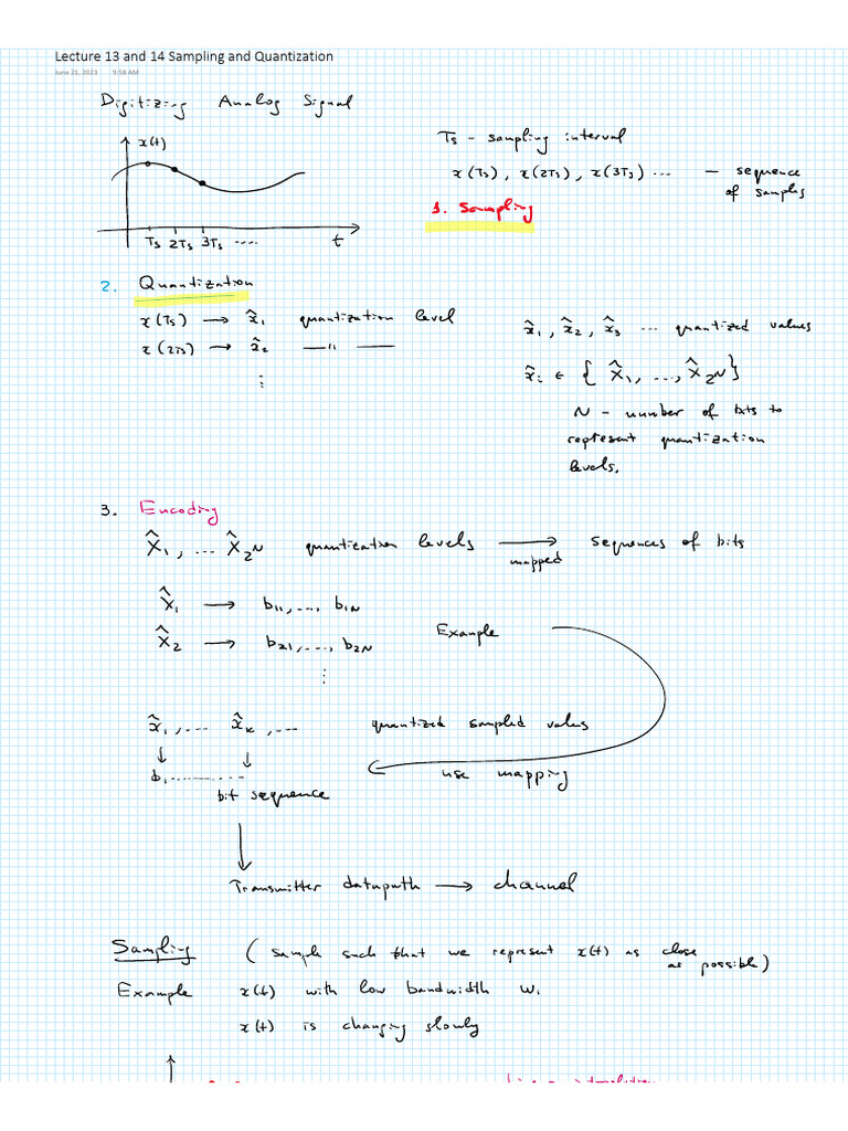 Lecture 13 and 14 Sampling and Quantization | PDF