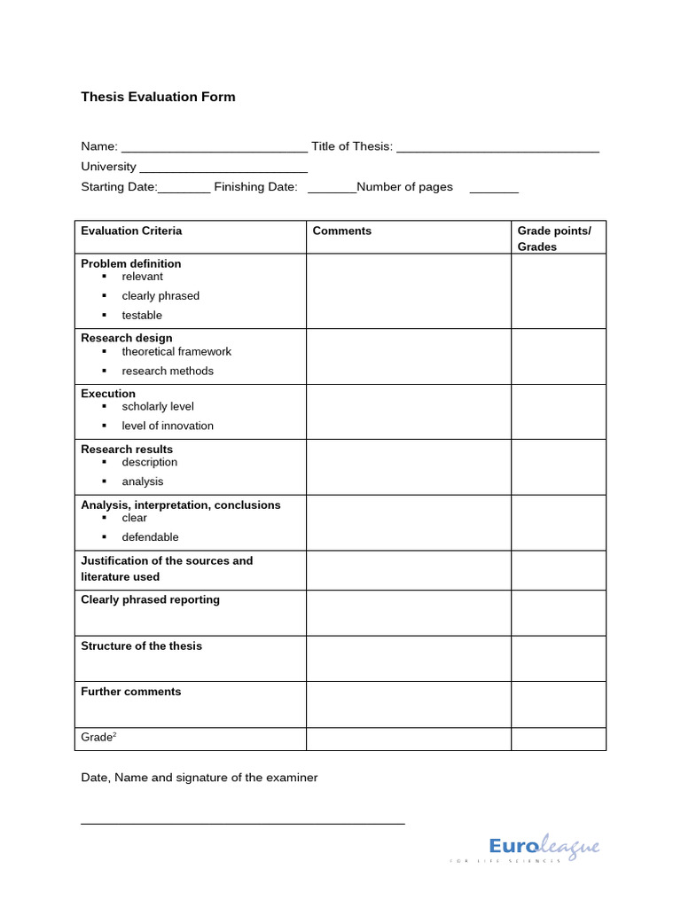 Thesis Evaluation Form | PDF