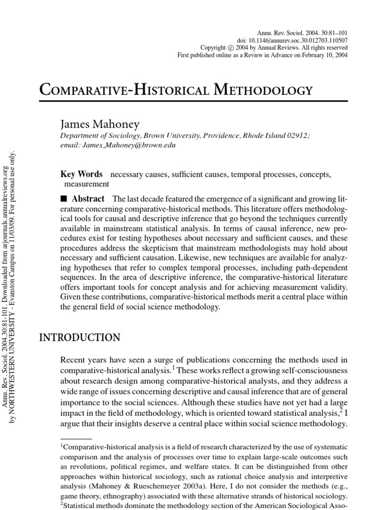 Mahoney+Comparative Historical+Methodology | PDF | Causality | Statistics