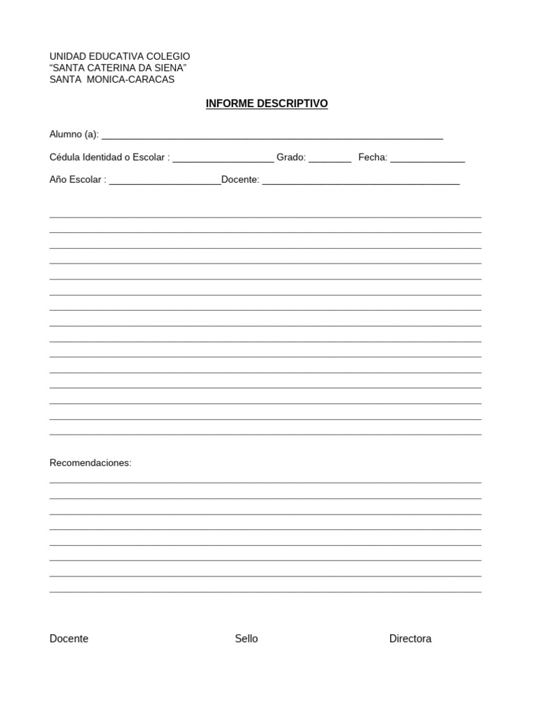 Informe Descriptivo 1 ° B 2015-2016 | PDF