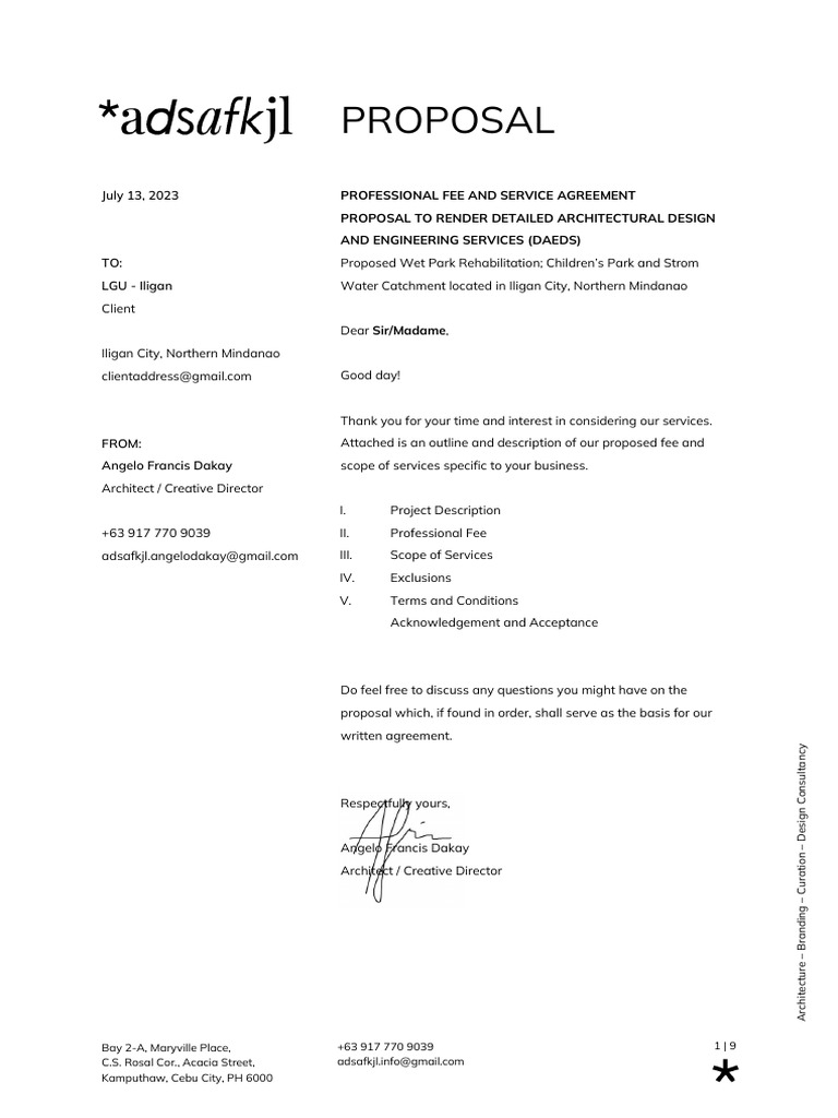 Iligan City Wet Park Design Proposal | PDF | Architect | Specification ...