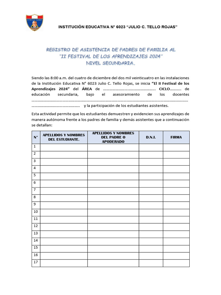 Ficha de Registro PPFF | PDF