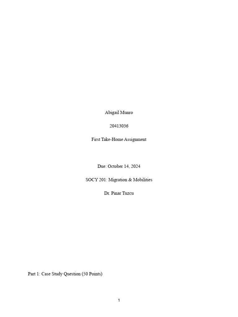 Abbey M-Take Home Assignment #1 | PDF | Human Migration | Indigenous Peoples